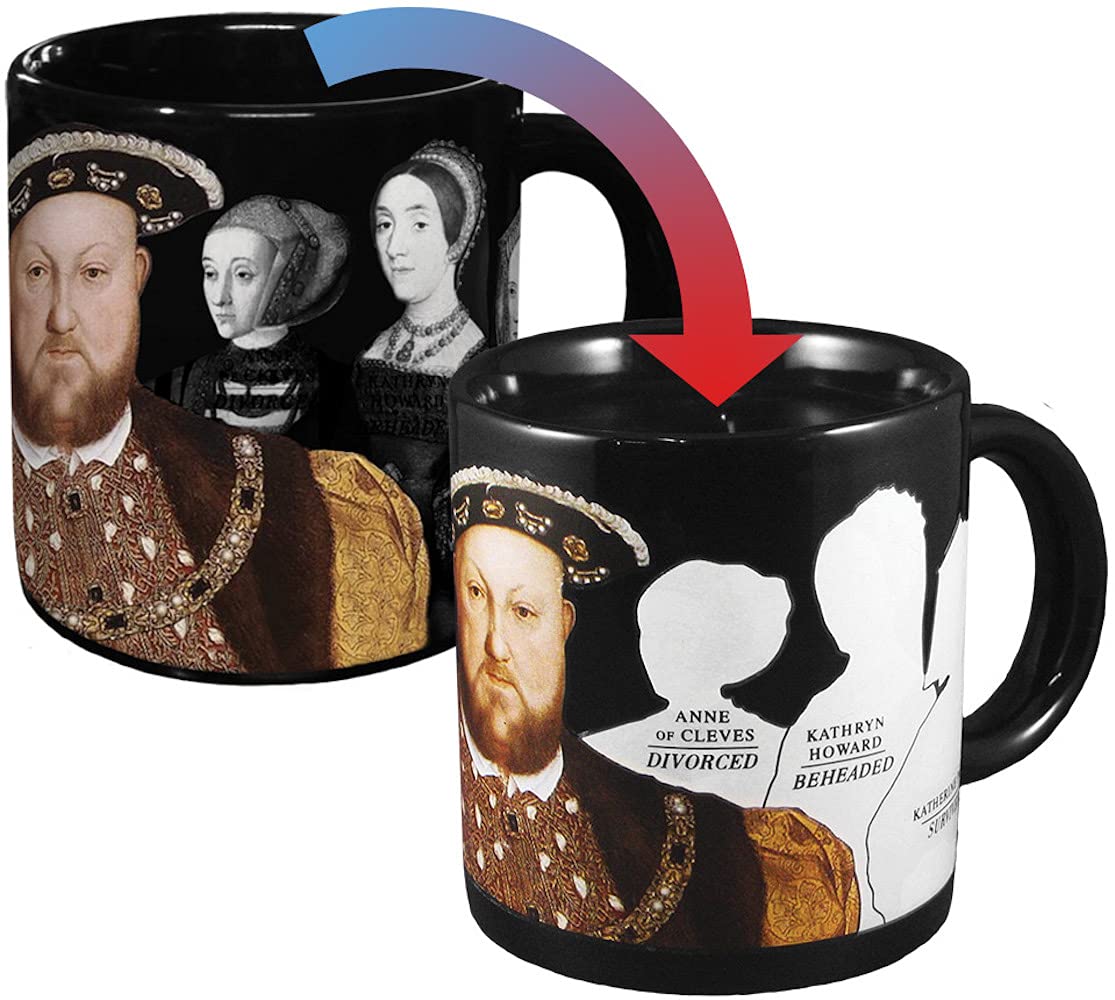 Henry VIII Disappearing Coffee Mug - Add Hot Water and Watch Henry's Wives Disappear - Comes in a Fun Gift Box - by The Unemployed Philosophers Guild, 10Fl oz