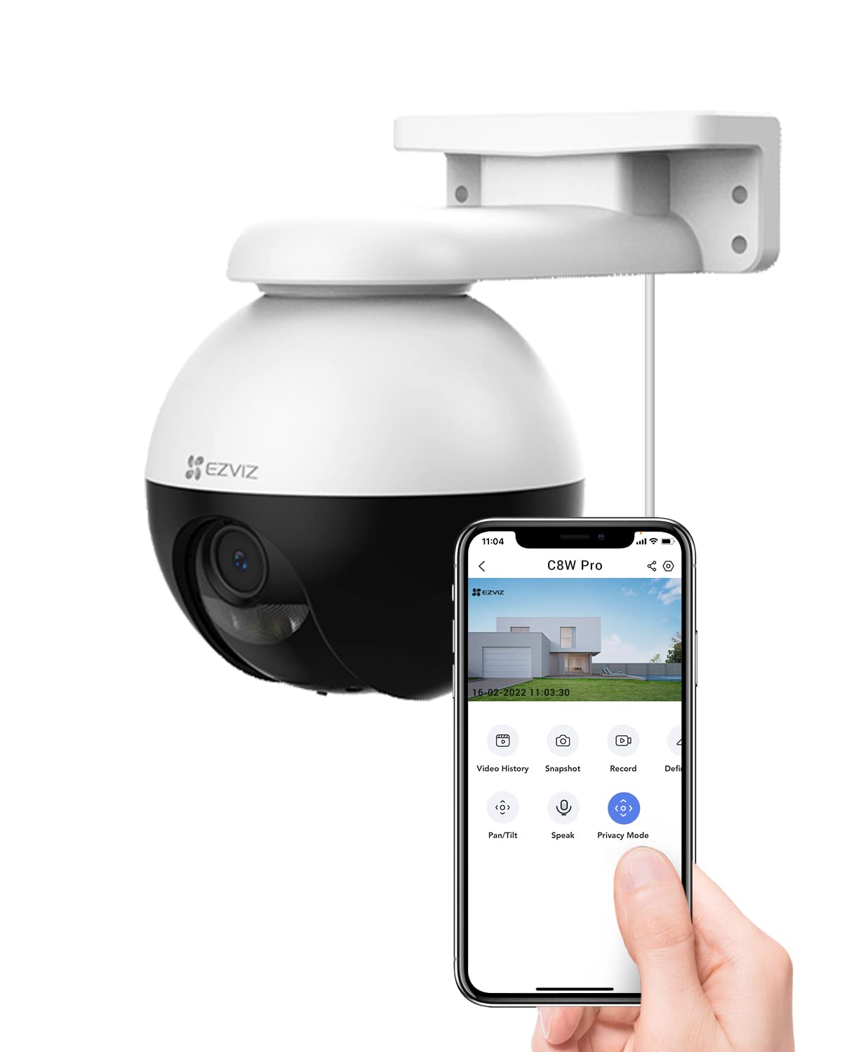 EZVIZ Security Camera Outdoor, Auto Tracking, WiFi Camera,Color Night Vision, AI Person Detection Two-Way Talk | C8W Pro 2K (4mm) Smart Plug T30-B
