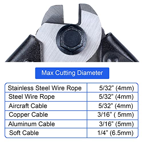 LUBAN 7.5" Stainless Steel Cable Cutter Wire Rope Aircraft Cable Cutter Up to 5/32" for Deck Stair Railing Strong Thick Steel Metal Fencing Bicycle Brake
