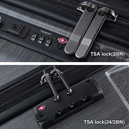 TydeCkare 2 Piece 20/28" Suitcase Sets, Only 20" with Front Pocket, Lightweight ABS+PC Suitcase Hardshell Carry Ons with TSA Lock & Spinner Silent Wheels, Black