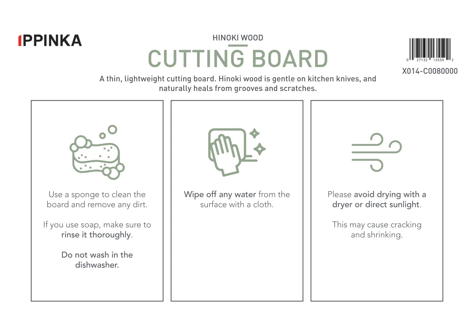 Japanese Hinoki Wood Cutting Board - Resistant to Stains and Grooves