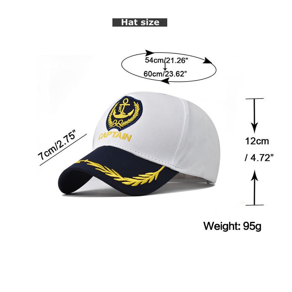 GUDVES Captain Hat Baseball Caps Nautical Marine Sailor Navy Hats, Adjustable Captain Boating Baseball Caps (Baseball Caps)