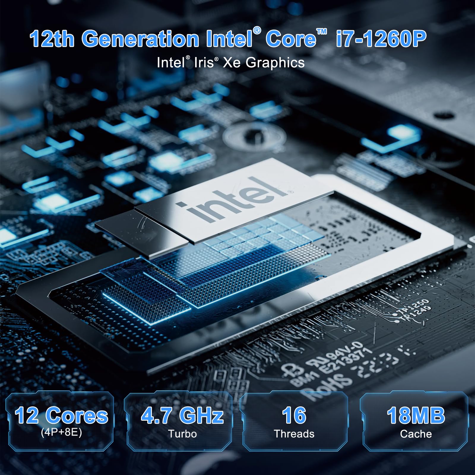 Intel NUC 12 NUC12WSHi7 Wall Street Canyon Mini Computer 12th Gen Intel Core i7-1260P, 12 Cores(4P+8E), 16 Threads, 18MB Intel Smart Cache, Intel Iris Xe Graphics,0GB RAM, 0GB SSD, No OS, Barebone