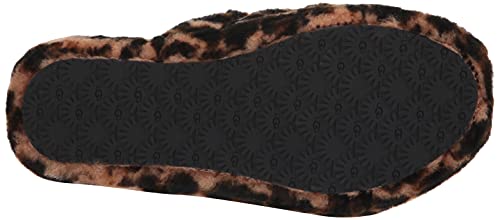 UGG Girls K Fluff Yeah Slide Panther Print Slipper, Butterscotch, 5 Big Kid