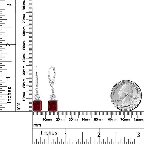 Gem Stone King 925 Sterling Silver Red Garnet Dangle Earrings For Women (5.22 Cttw, Gemstone January Birthstone, Octagon 9X7MM)