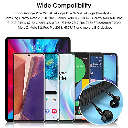 USB C Headphone 2 Pack for Samsung Z Flip 5 Fold 4, Type C Earphones Earbuds with Microphone Wired Headset for Galaxy S23 Ultra S22 Plus S21 FE S20 A53 A54 Google Pixel 7 7A 6 6A iPad 10 Pro OnePlus