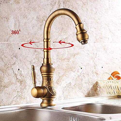 Kitchen Mixer Tap Kitchen Taps Antique Brass Kitchen Faucet Hot and Cold Rotating Single Handle Kitchen Sink Tap