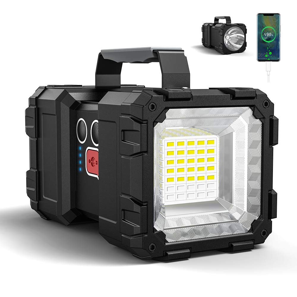 JODK Bright Rechargeable Flashlight, Portable Handheld Spotlight Searchlight 10000mAh 1200LM with 3+4 LED Lights Modes, Waterproof Flashlight with USB Output Power Bank