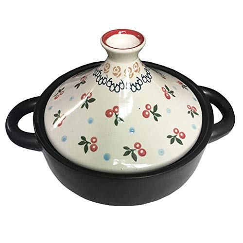 JINXIU Casserole Cooking Tagine Pot, 20Cm Tagine Pot Cookware Casserole Pots with Lids Medium Simple Cooking Tagine Lead Free for Home Kitchen 1.5L,