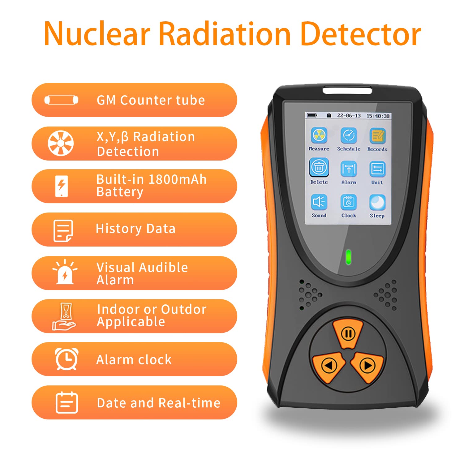 Humdax Rechargeable Geiger Counter Nuclear Radiation Detector with LCD Display, High Accuracy Beta Gamma X-ray Nuclear Radiation Dosimeter, Radiation Monitor Meter