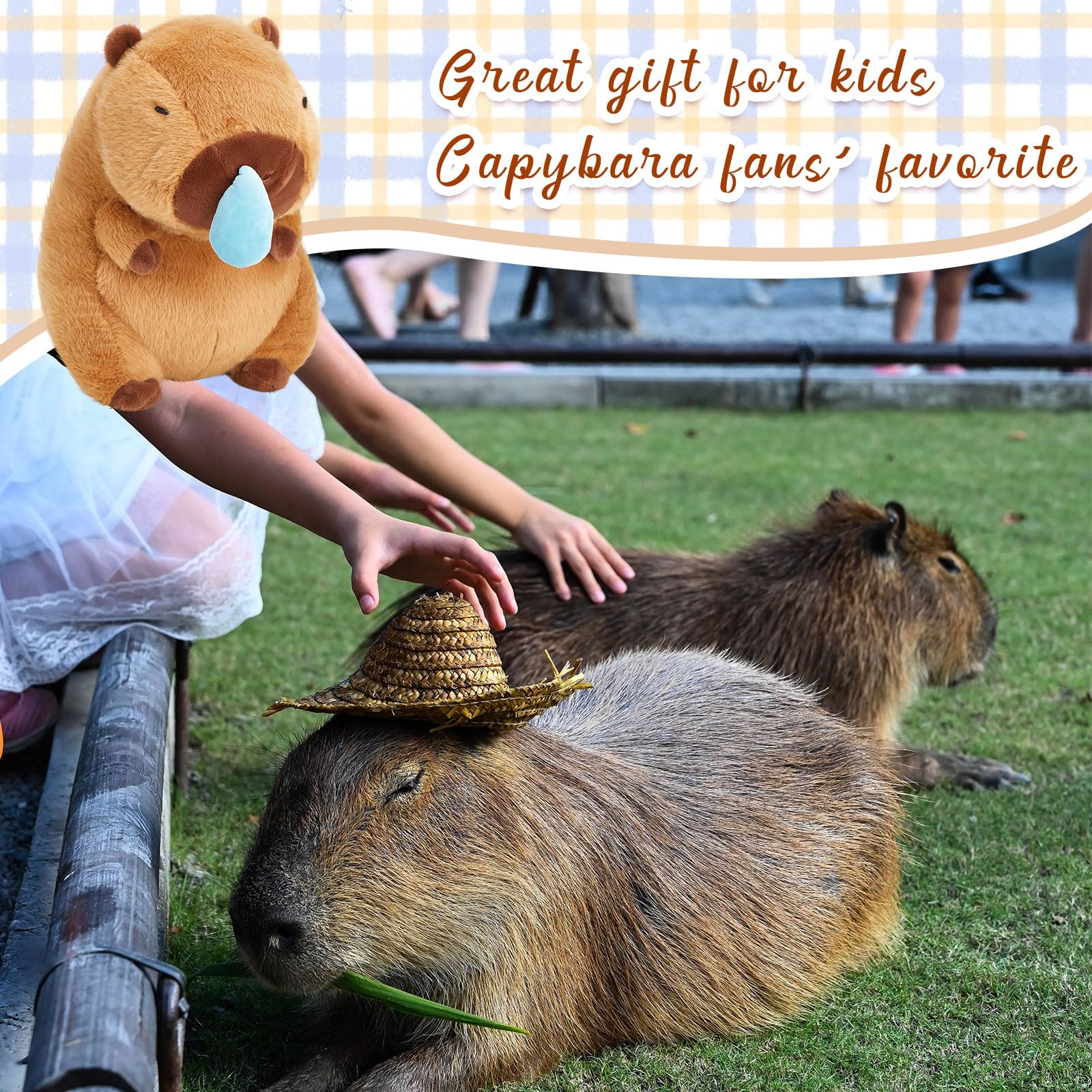 Simgoing 13 Inch Capybara Stuffed Animals Capybara Plush Toy Capybara Plushie Soft and Comfortable Brown Capybara Doll Pillow for Girls and Boys, Home Decoration, Birthday Gift (Orange)(Snot)
