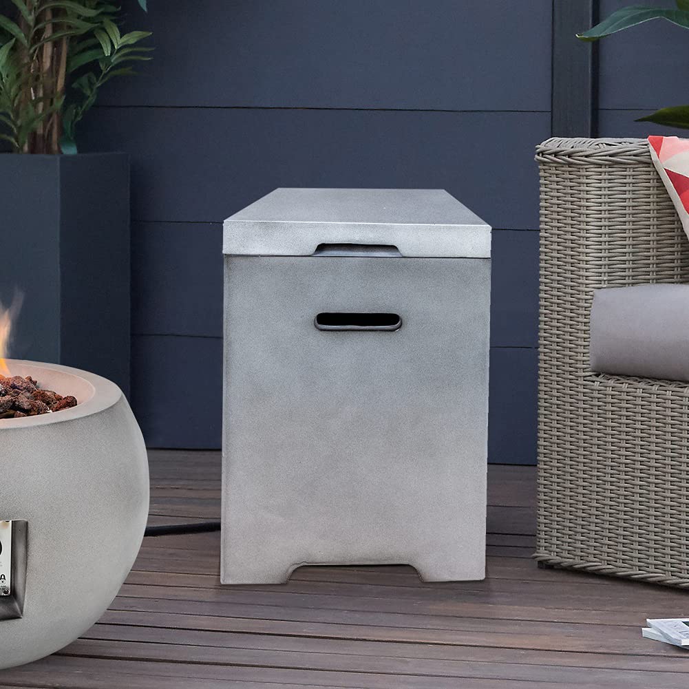 LIMOR Propane Tank Cover Table Hideaway - 16 Inch Grey Propane Gas Tank Hideaway Holder Storage Side Table of 20 Pound Outdoor Box Cover