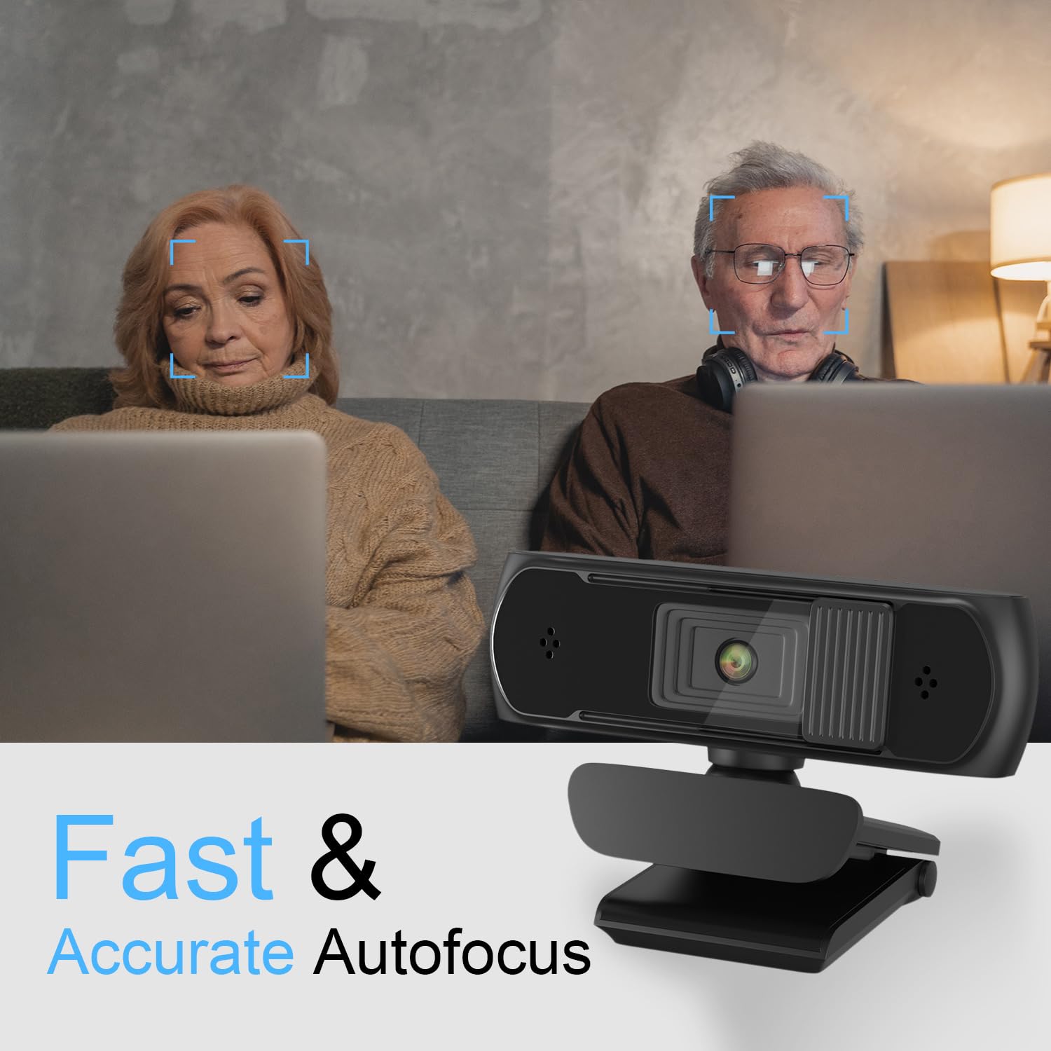 Emonoo HA501 1080P HD Webcam with Microphone, Web Camera with Privacy Cover and Tripod Stand, USB Camera for Computer Plug and Play, 30FPS, for Meetings Video Calls Compatible with Desktop Laptop