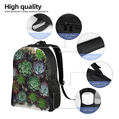 EVANEM Succulent Plants Printed Laptop Backpack For Men Women Lightweight Casual Daypack Travel Rucksack For Sports