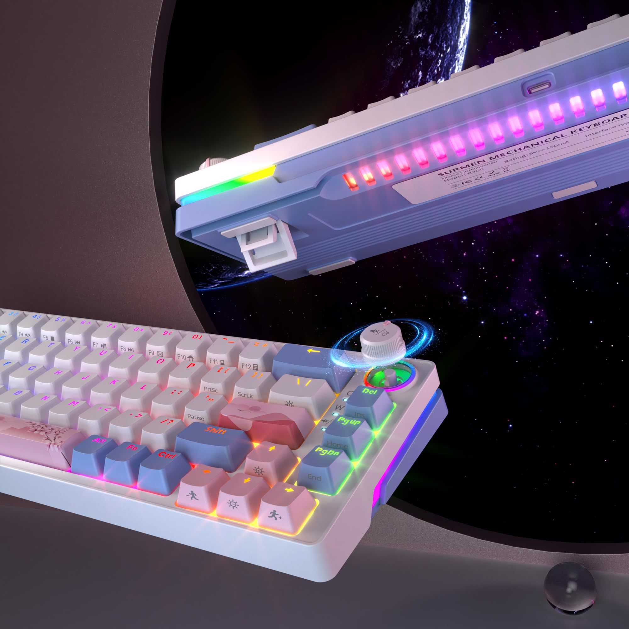 Guffercty kred Sk84 75 Percent Wired Gaming Mechanical Keyboard Hot-Swappable with Gateron Optical Red Switch RGB LED programmable N-Key Rollover for Mac Windows (Gateron Red Switch, Boo)