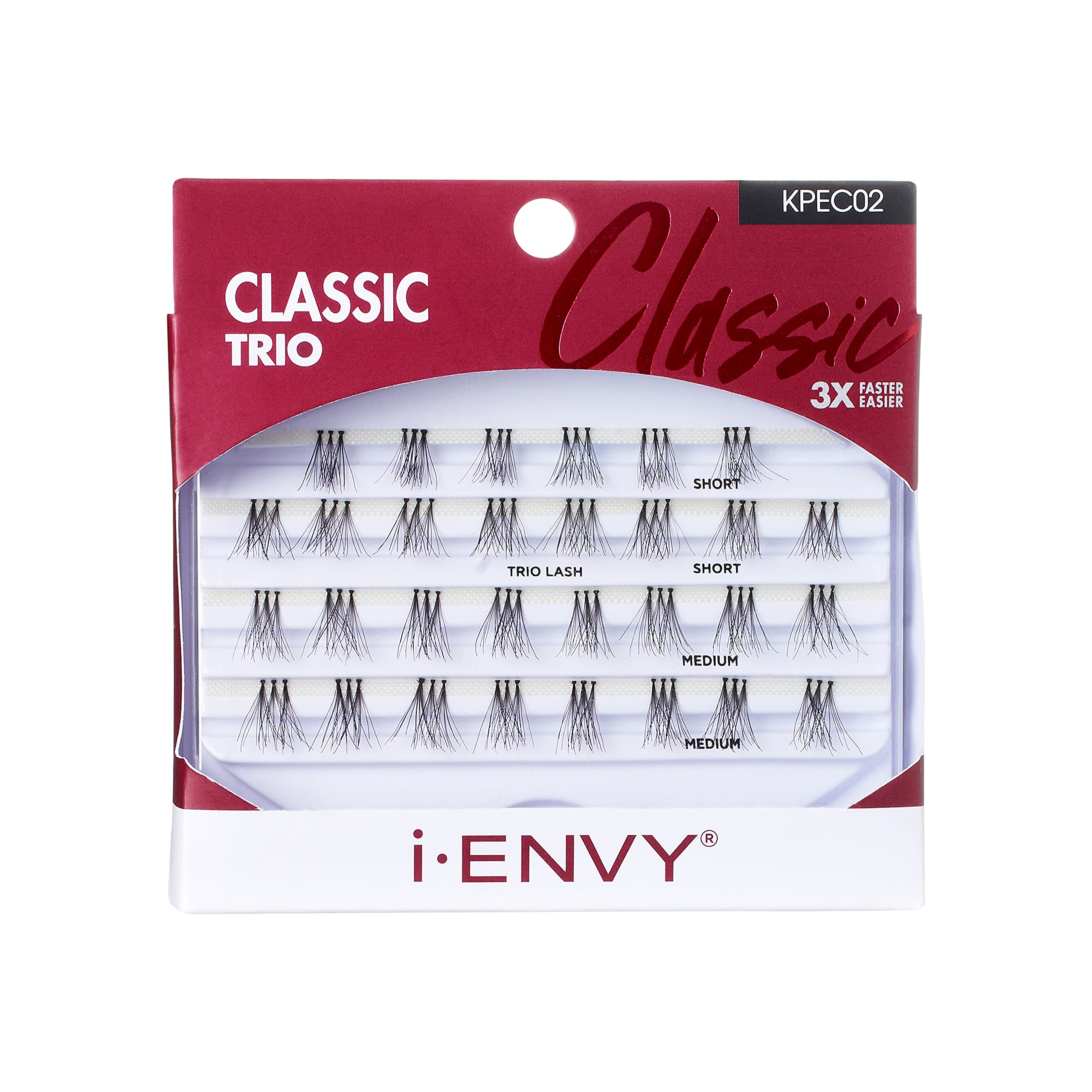i-ENVY by KISS Trio Lash Classic Medium 30 Lashes (Pack of 6) Natural Style 3X Faster Easier Application