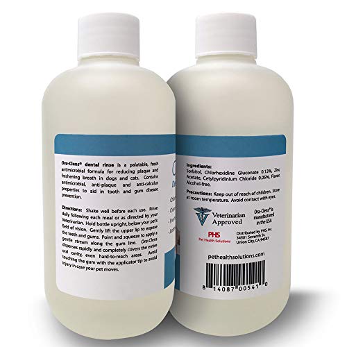 Ora-Clens Dental Rinse for Dogs & Cats - Cleans Teeth, Freshens Breath - Antimicrobial - 8 fl oz