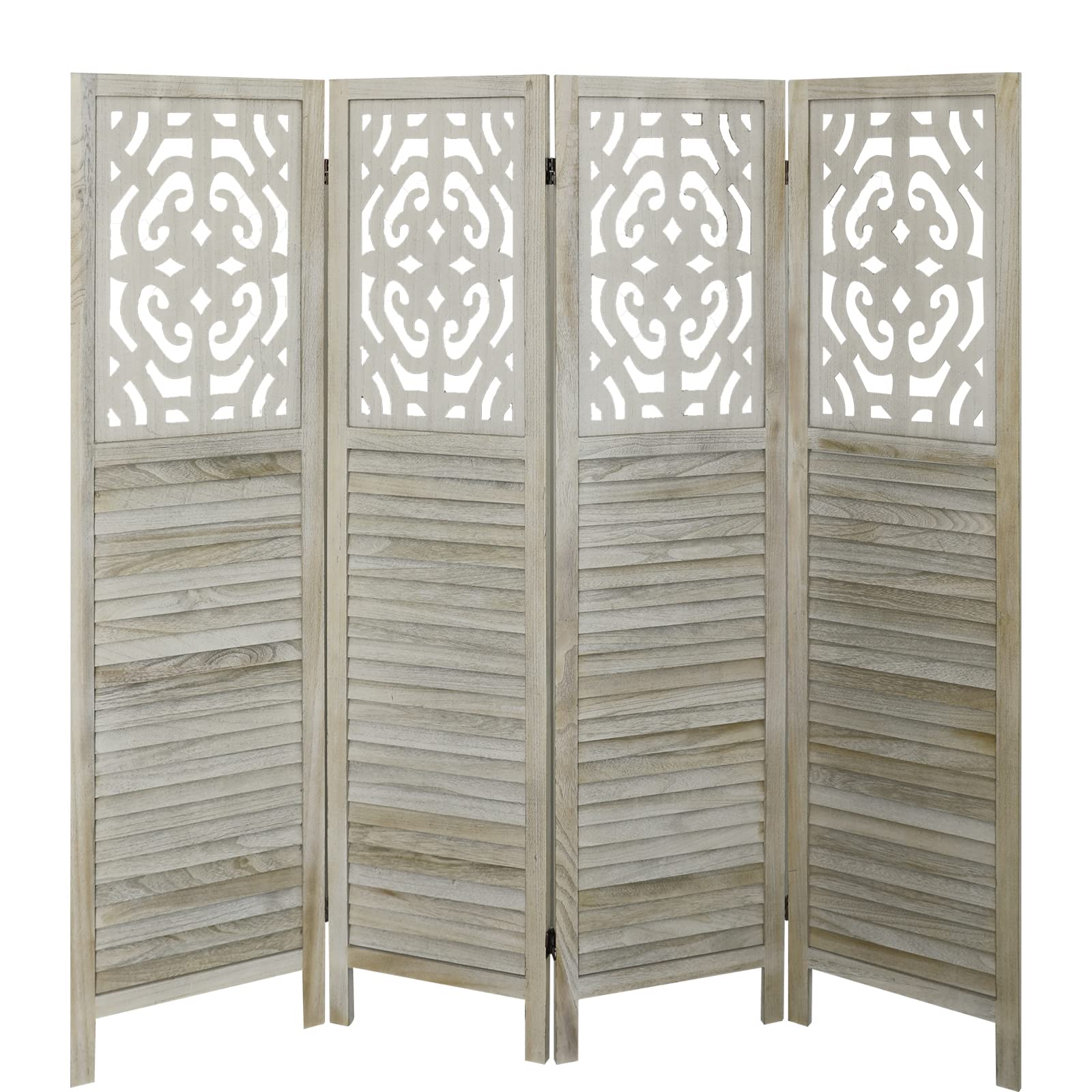 ECOMEX Cutout Room Divider,6 Panel Freestanding Room Divider Screen,Folding Privacy Wall Screen Room Divider for Home Office Bedroom, Natural