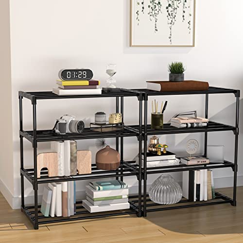LODFHLL 4-Tier Small Shoe Rack,Narrow Shoe Rack Storage Stackable Sturdy Metal Standing Shoe Shelf Organizer for Closet,Entryway,Hallway