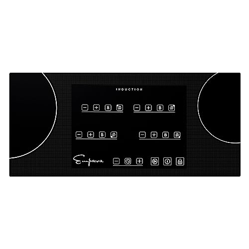 Empava 30" Induction Cooktop, Electric Stove with 4 Power Boost Burners, Sleek Black Vitro Ceramic Glass Surface - High-Efficiency Kitchen Appliance for Modern Cooking