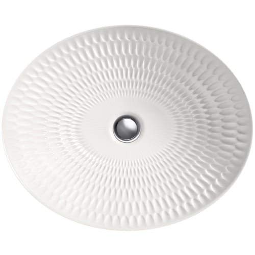 KOHLER K-17889-RL-K8 ARTIST EDITIONS Derring Design on Oval Under-Mount Bathroom Sink, Translucent White