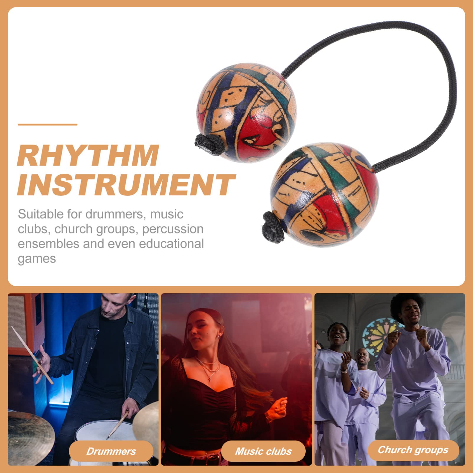 FOMIYES Aslatua Rhythm African Double- Shaker Single Hand Handprint Percussion Shakers Instruments for Lovers Beginners
