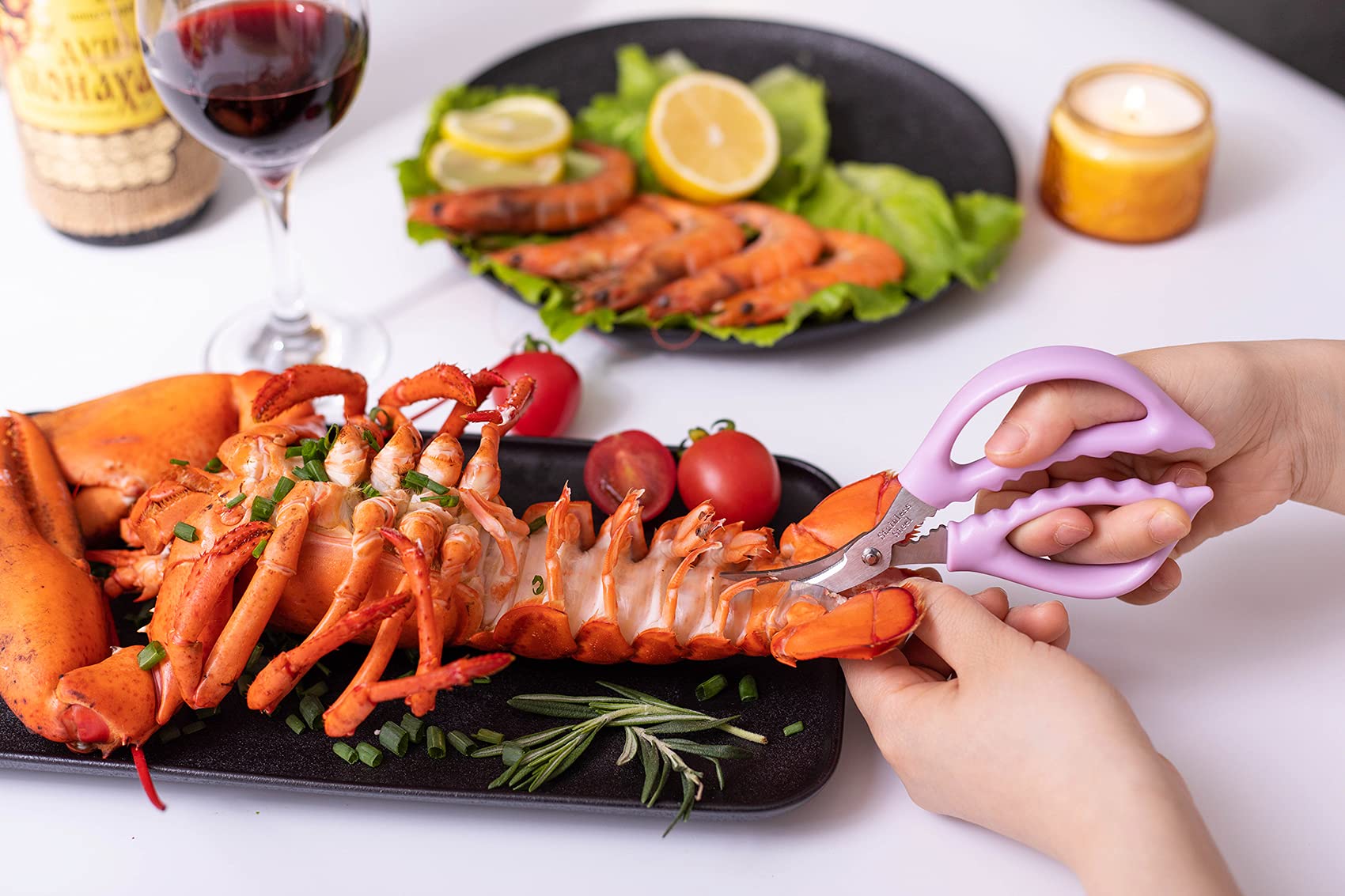 kitchen Seafood Scissors,Crab Lobster Leg Crackers and Seafood Tools for Lobster, crab, shrimp, vegetables and other cutting work 6.1 inch (Colorful 12)