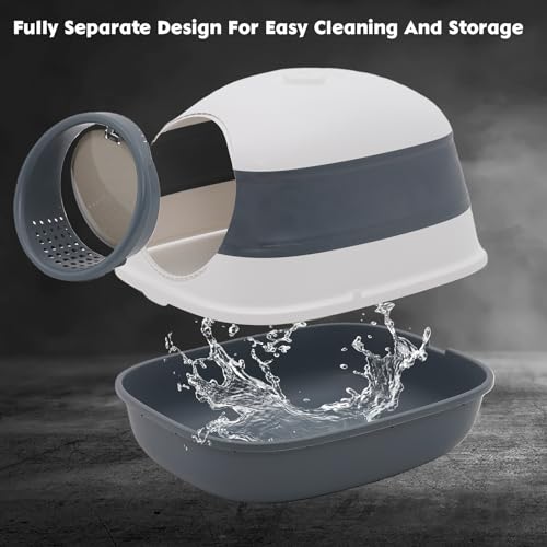 EAPURA Cat Litter Box with Automatic Sand-Proof cage&Cat Plastic Scoop,Self Cleaning cat Litter Box,Enclosed Litter Box,Deodorization Function, and Easy to Clean Splash-Proof Adult cat Toilet (grey1)
