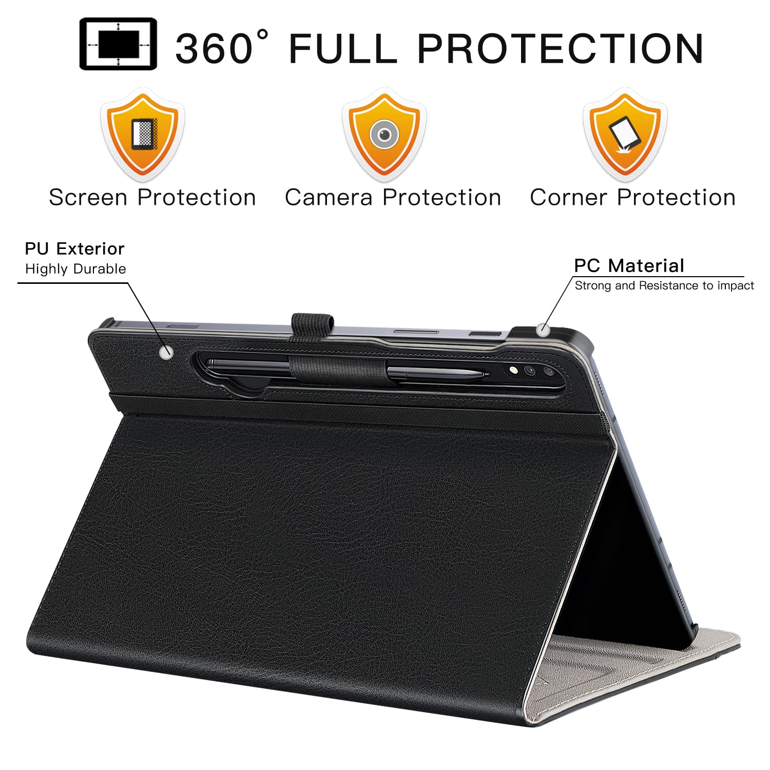 ZtotopCases for Samsung Galaxy Tab S10 Ultra 2024/S9 Ultra 2023/S8 Ultra 2022 Case,14.6" Premium PU Leather Cover with S Pen Holder,Pocket/Multi-Angles for Tablet S10 /S9/S8 Ultra Tablet, Black