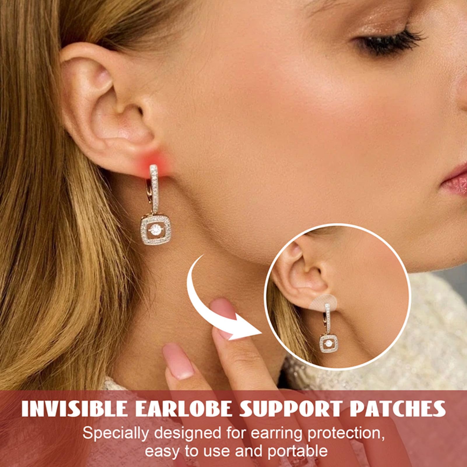 Ear Lobe Support Patches Earring Support Patches Invisible Ear Lobe Support Tape Portable Earlobe Support Patches Large Earrings Support Sticker Reduces Strain for Women Long Time Wear Earring