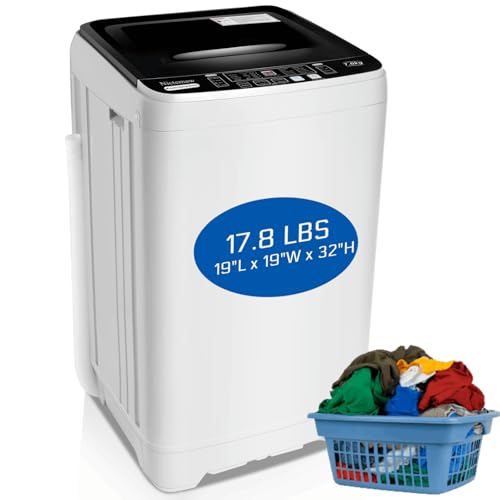 Nictemaw Portable Washing Machine, 17.8 LBS 2.4 Cu. Ft Washer for Home Use, Washing Machine with 10 Cycles, Transparent Lid & LED Display for Apartment, Dorm, RVs, Home