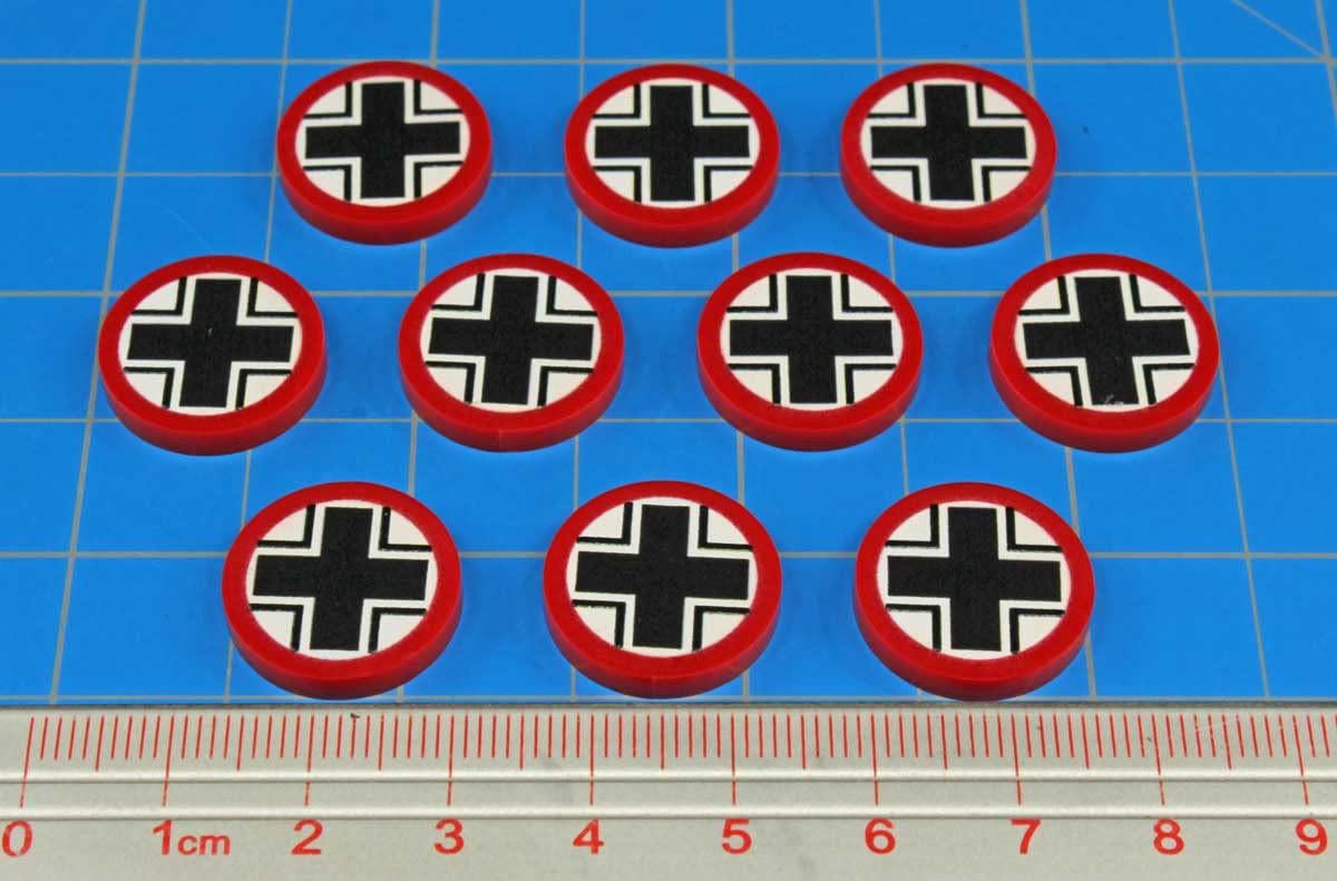 LITKO World War Two Miniature Wargames National Faction Token Game Pieces Compatible with Bolt Action (10) (German National Cross)