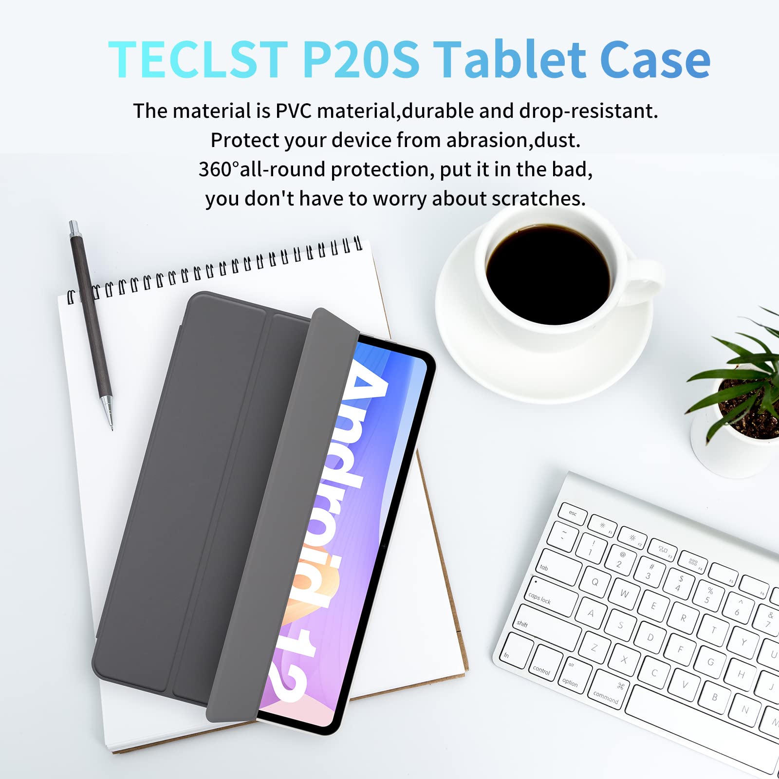 TECLAST Protective Cover Case for 10.1/10 Inch P20S Tablet, PU Leather Fold Stand Flip Case