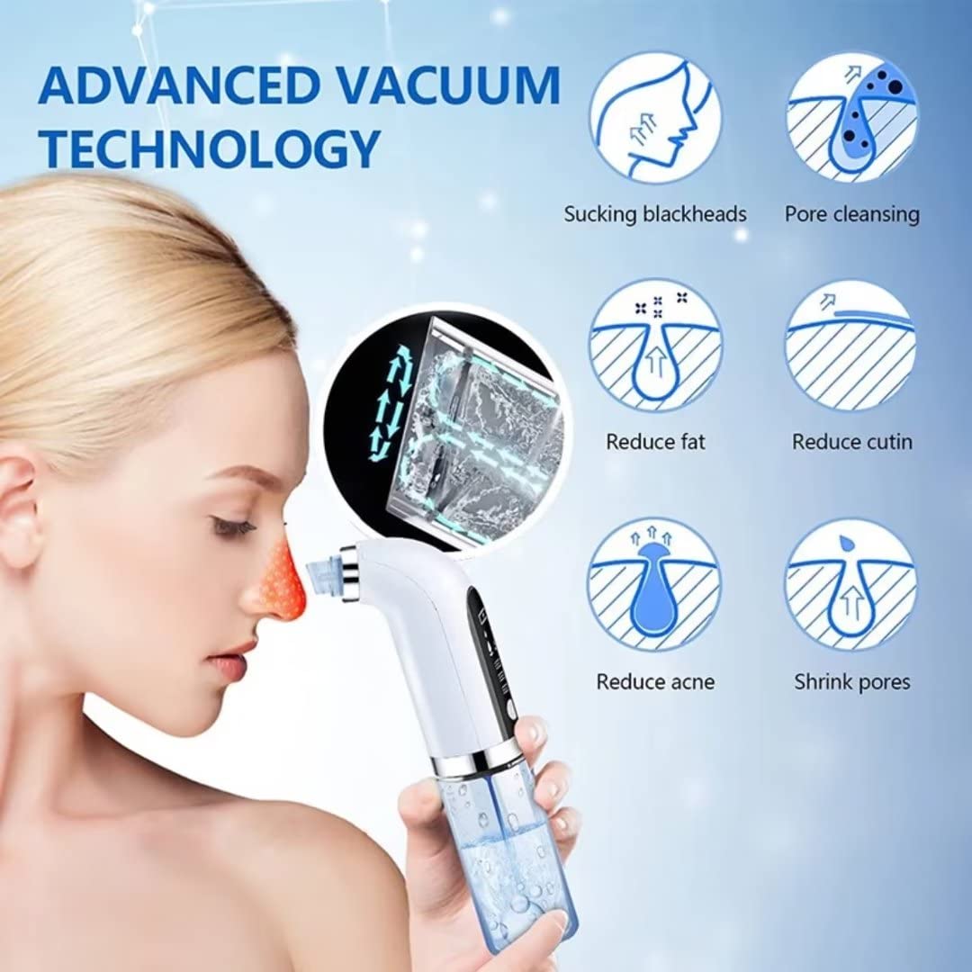 HydroFacial Blackhead Remover Pore Vacuum Micro Bubble Pore Cleansing Machine Pimple Extractor Tools with 6 Suction Heads,3 Gears Adjustable Beauty Device