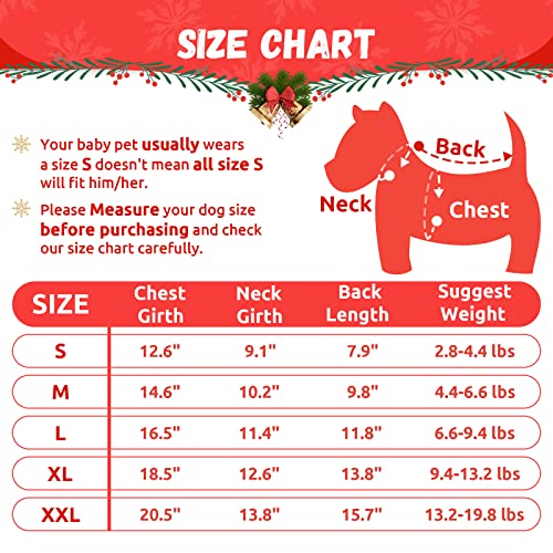 UETZLTB Christmas Dog Jacket Harness and Leash Warm Winter Windproof Puppy Fleece Coat Vest Cute Reindeer Plaid Pet Clothes for Small Medium Dogs Cats