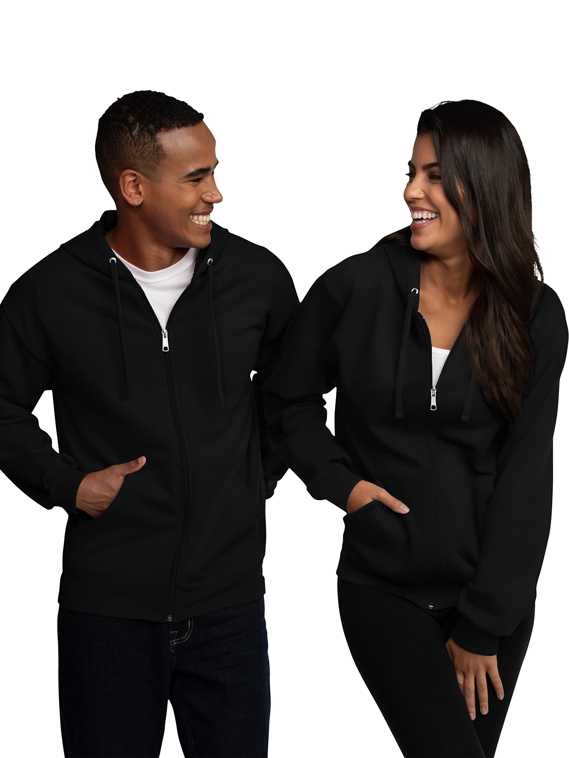 Fruit of the Loom Men's Eversoft Fleece Sweatshirts & Hoodies, Full Zip-Black, X-Large