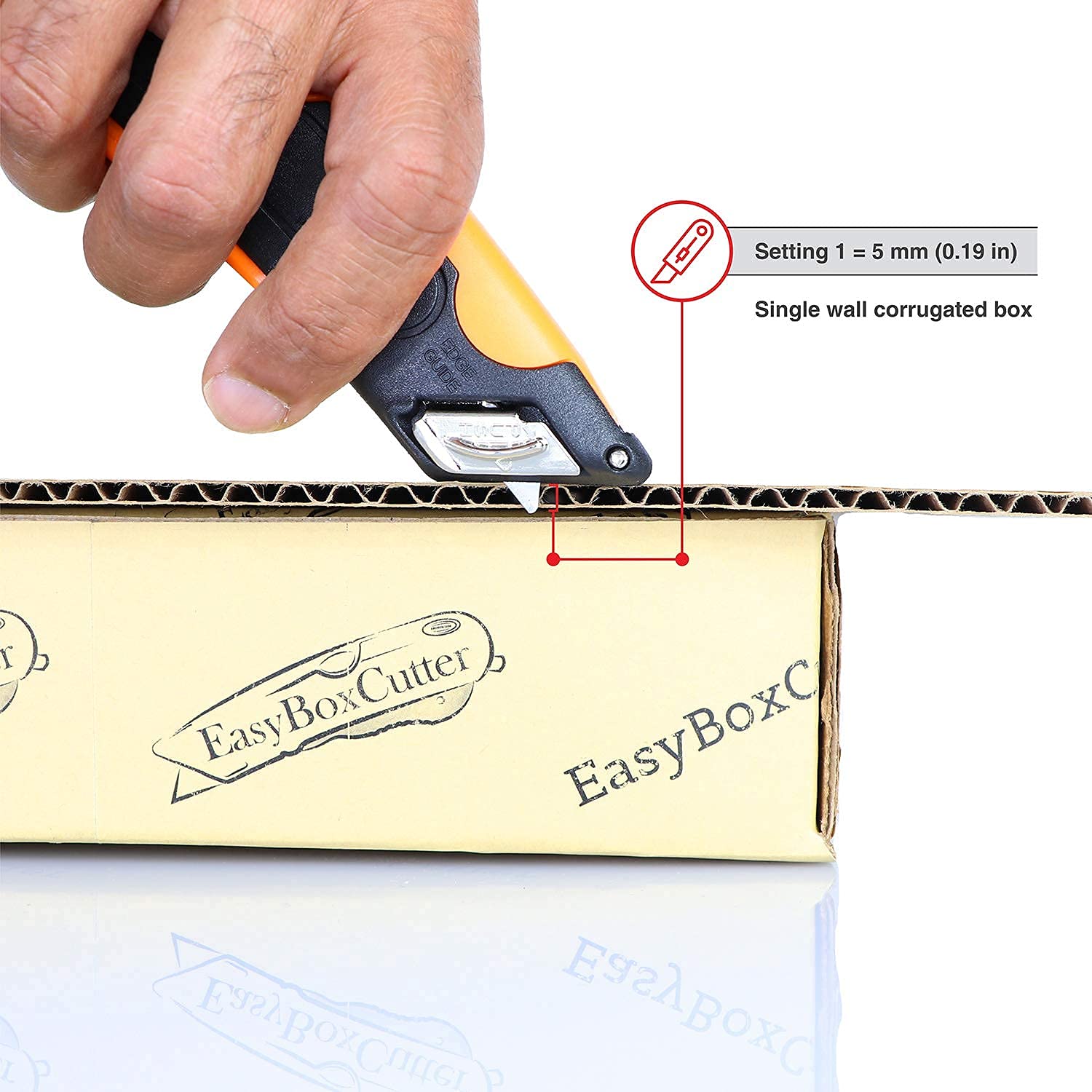 Modern Box Cutter, Squeeze Trigger and Edge Guides, Holster, Lanyard, Extra Blade - 1500 Orange