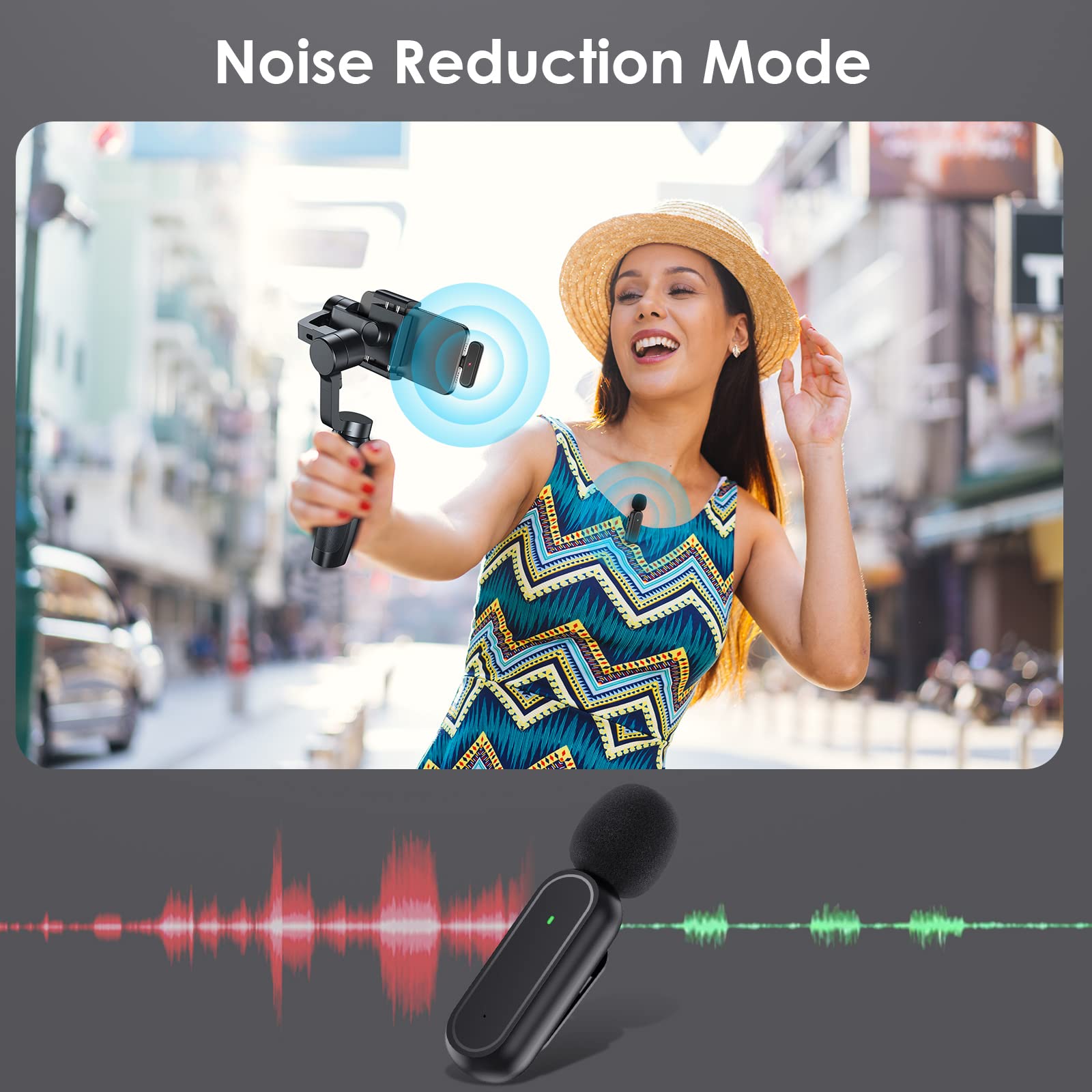 Hiievpu Wireless Microphone for iPhone & iPad, Professional and Portable Wireless Lavalier Lapel Microphone with Charging Case, Low Latency and Long Battery Life, Suitable for Vlog, TikTok (Two Mic)