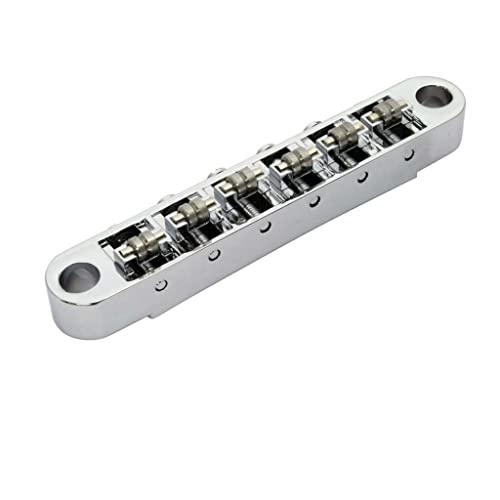 Guitar Tune-O-Matic Roller Saddle Bridge for Gibson EPI Les Paul LP SG Style 6 String Electric Guitar Replacement Part Chrome/Black (Chrome)