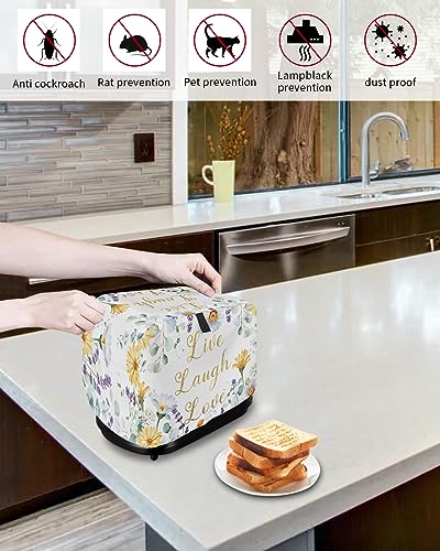 Toaster Dust Cover for Kitchen 4 Slice, Eucalyptus Leaves Daisy Flower Lavender Live Laugh Love Bread Maker Covers Toasters for Fingerprint Protector Small Appliance Covers Accessories (12x11x8in)