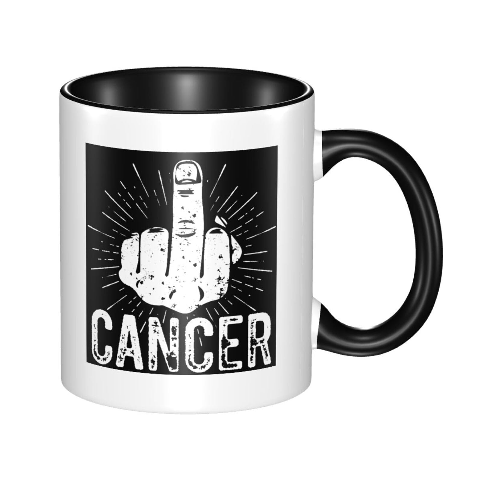 Fk Cancer Coffee Mug Funny 11 Oz Coffee Cup Two Tone Mug Gifts For Girlfriend Ceramic Mug Easy To Hold & Clean