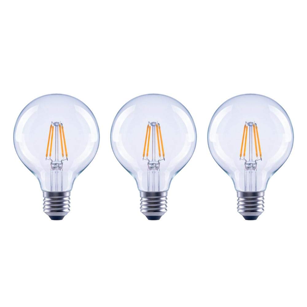 EcoSmart 40-Watt Equivalent G25 Globe Dimmable Energy Star Clear Glass Filament Vintage Style LED Light Bulb Daylight (3-Pack)