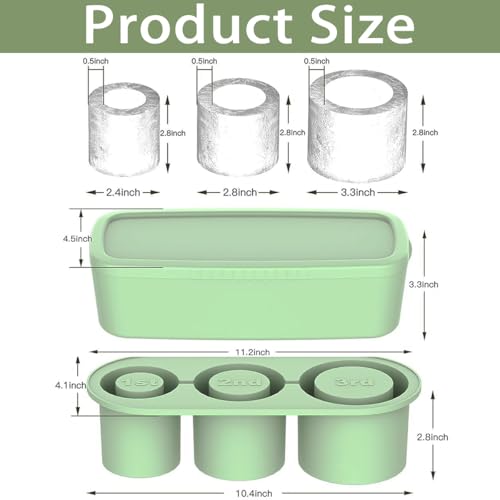 Ice Cube Tray For Stanley Cup 30-40 Oz,Silicone Stanley Ice Mold For Stanley Cup,Cylinder-Shaped Stanley Cup Ice Mold With Lid For Drinks, Coffee And Cocktails,Whiskey,Easy Fill And Release,BPA Free