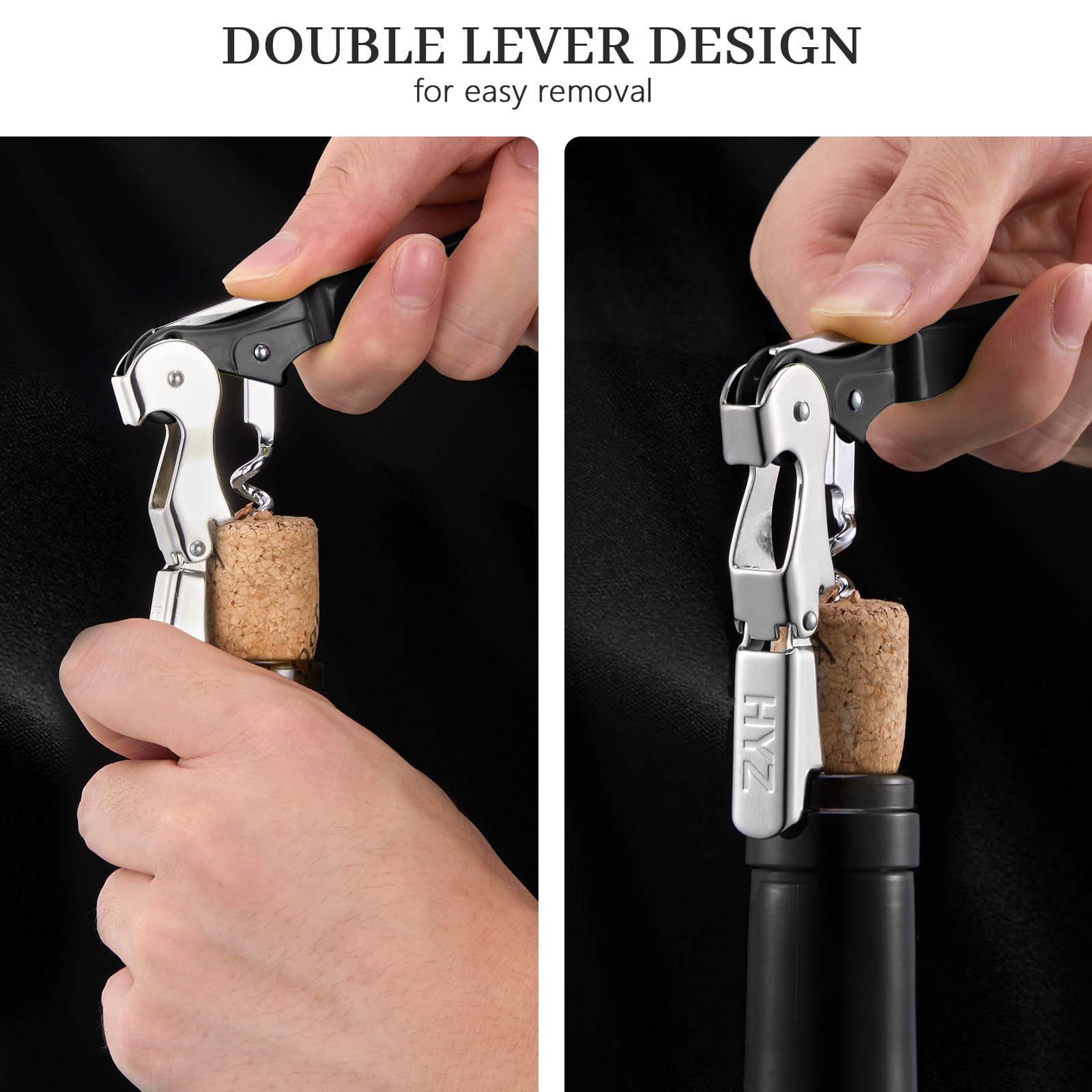 HYZ 4-Pack Wine Opener Waiter Corkscrew, Professional Wine Key for Servers, Bartender with Foil Cutter, Manual Wine Bottle Opener Double Hinged (Dark Green, Rosy, Orange,Blue)