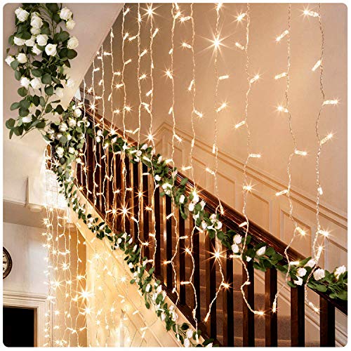 FRUNZE Eucalyptus Garland with White Roses - Artificial Vine Decoration for Home, Kitchen, Garden & Furniture - Charming Wall Backdrop for Weddings, Parties, & Events - Rustic Ornament, 2 Meters Long