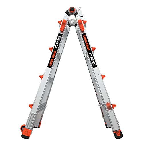 Little Giant Ladder Systems Xtreme 2.0, M17, 17ft, Multi-Position Ladder with Trestle Brackets and Ratchet Levelers, Aluminum, Type 1A, 300 lbs Weight Rating, (12817-801)