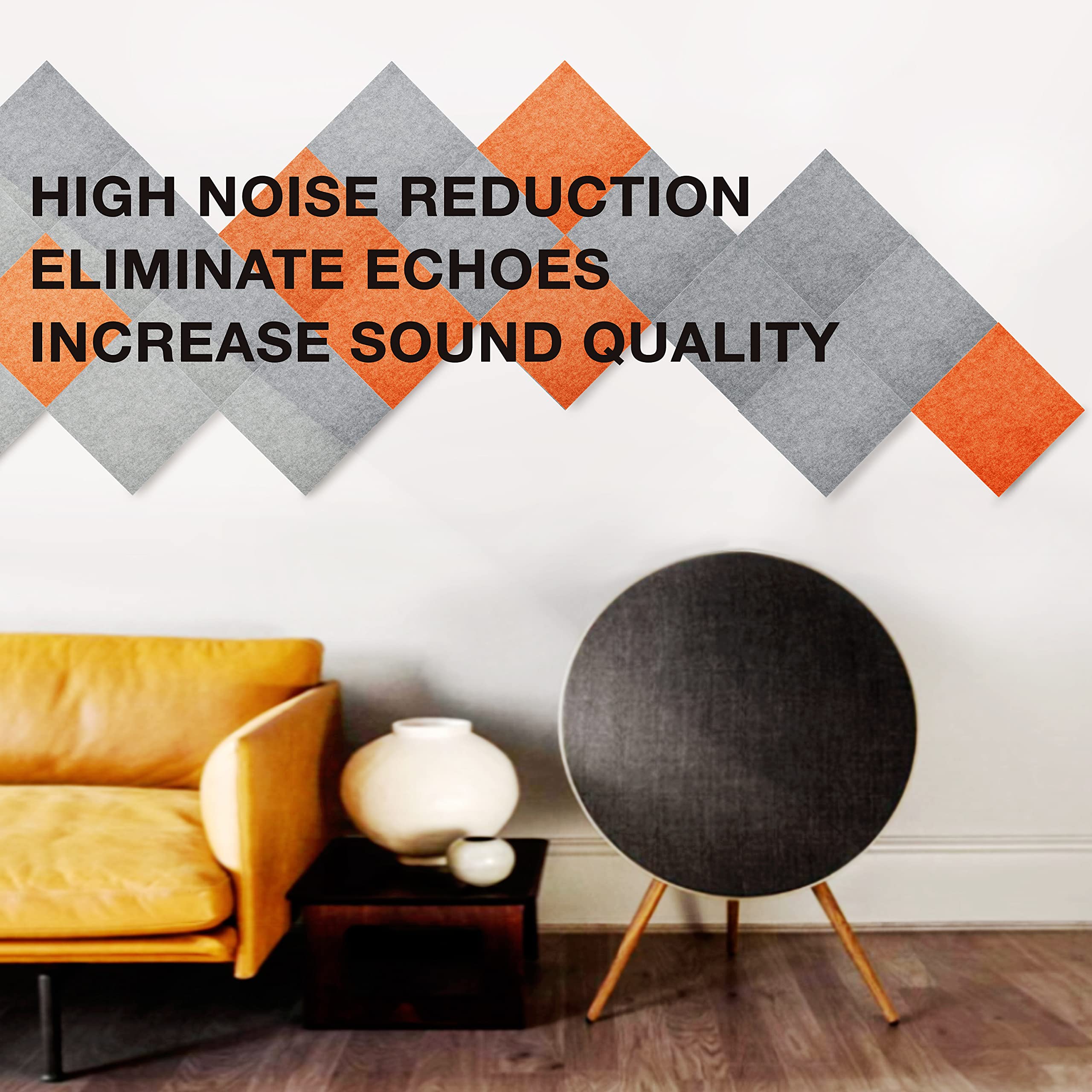 Fstop Labs Acoustic Foam Panels, 12" X 12" X 0.4" Acoustic Sound Absorbing Panel Tiles, Acoustic Panels, Absorption Insulation Treatment Used in Home & Offices (12 Pack, Grey)