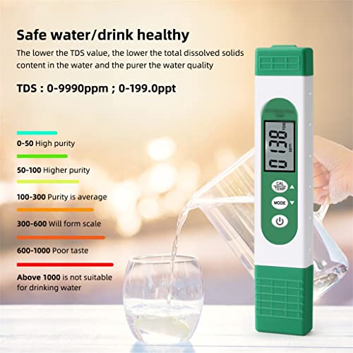 LHLLHL 5 in 1 EC/TDS/Salt/S.G/Temperature Portable Digital Water Quality Tester Water Purity Temperature PPM Test Instrument