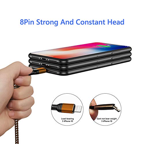 iPhone Charger,2Pack Long Lightning Cable 6ft,6 feet Nylon Braided Fast Charging Cord for Apple MFi Certified iPhone 14/13/12/11/Pro/Pro Max/SE/XS Max/XR/X/8/8 Plus/iPad(Brown)