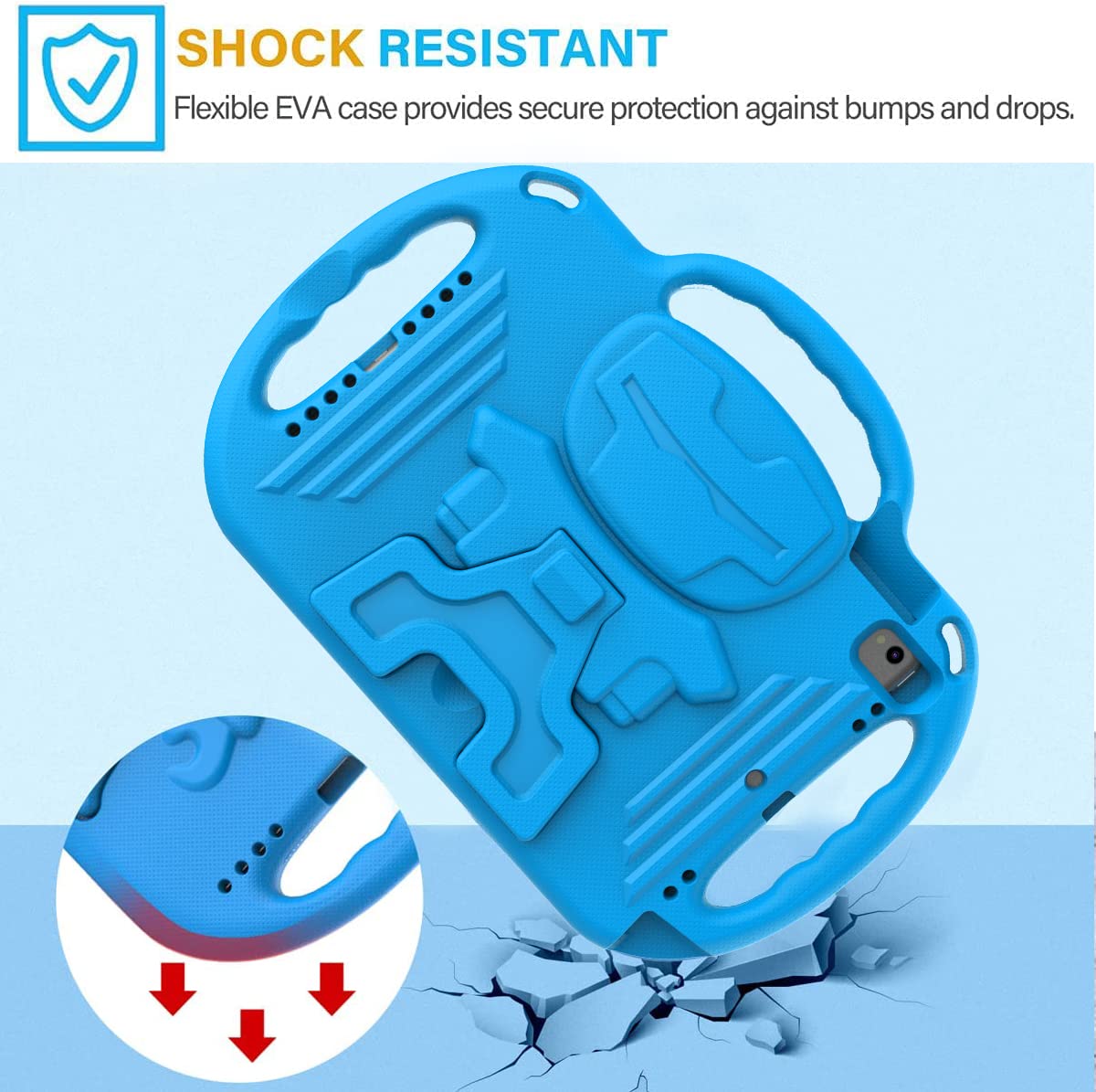 iPad 9th Generation Case for Kids, iPad 10.2 Case for Kids, iPad 8th/7th Generation Case, BMOUO Shockproof Handle Stand Strap Case for iPad 10.2 inch 2021/2020/2019 (iPad 9th/8th/7th Generation),Blue